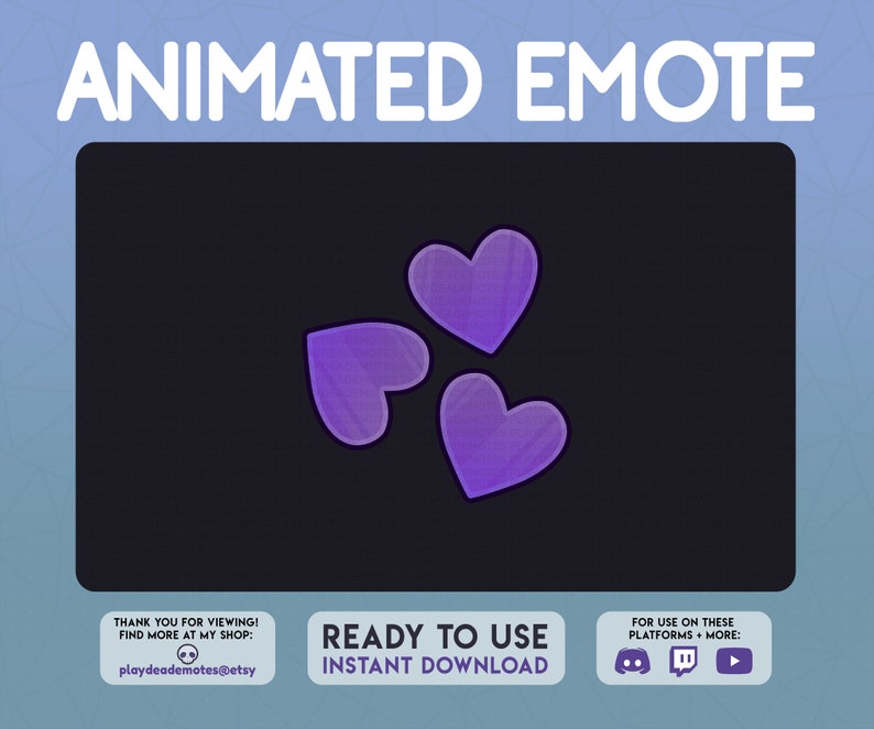 Animated Raining Heart Emote ANIMATED STATIC Purple Hearts Falling ...