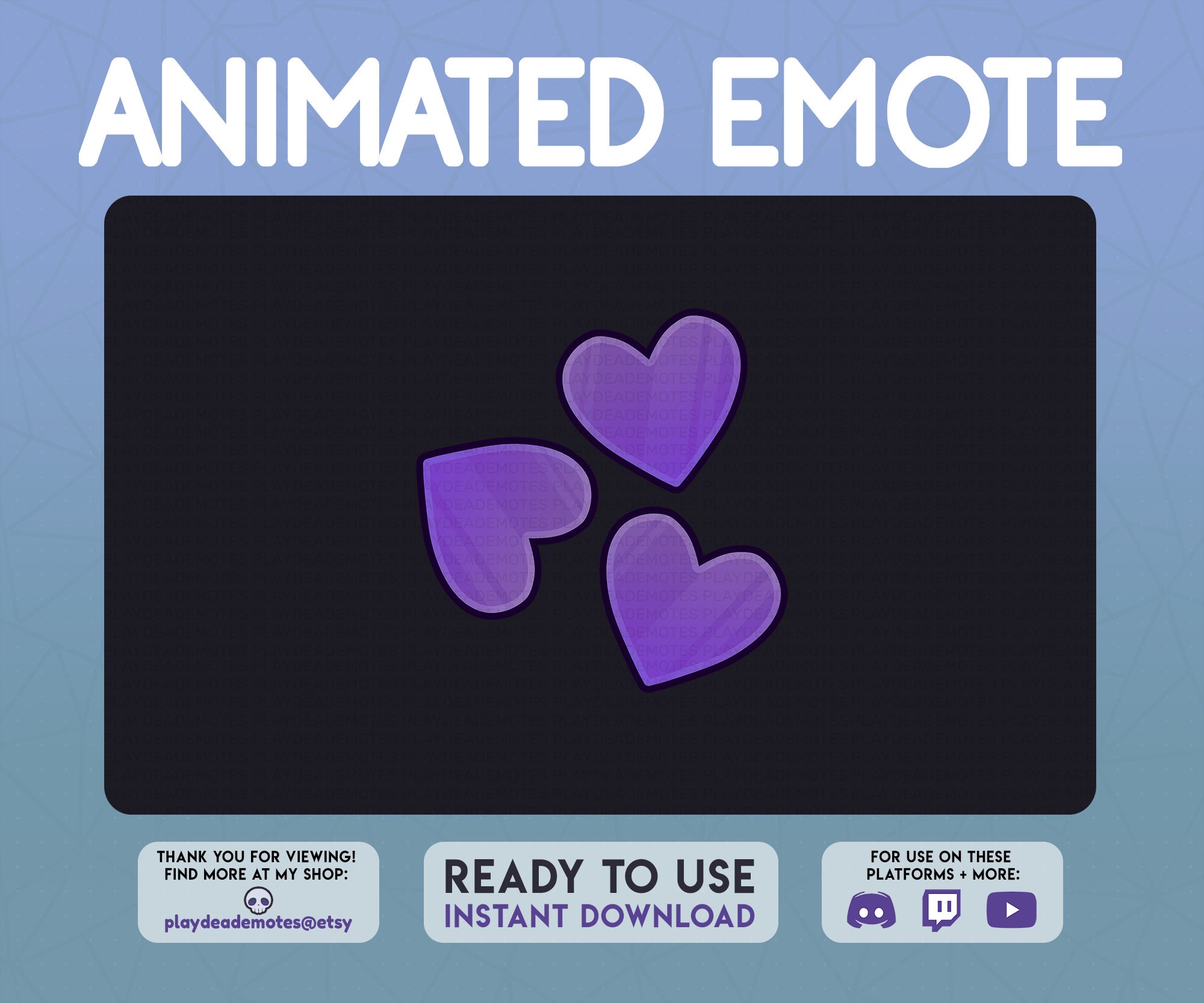 Animated Raining Heart Emote ANIMATED STATIC Purple Hearts Falling ...