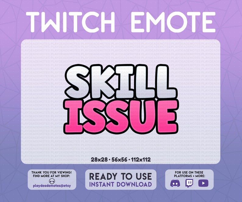 Pink SKILL ISSUE Emote | Cute Pink Text Emote | No Skill Emote, Skill ...