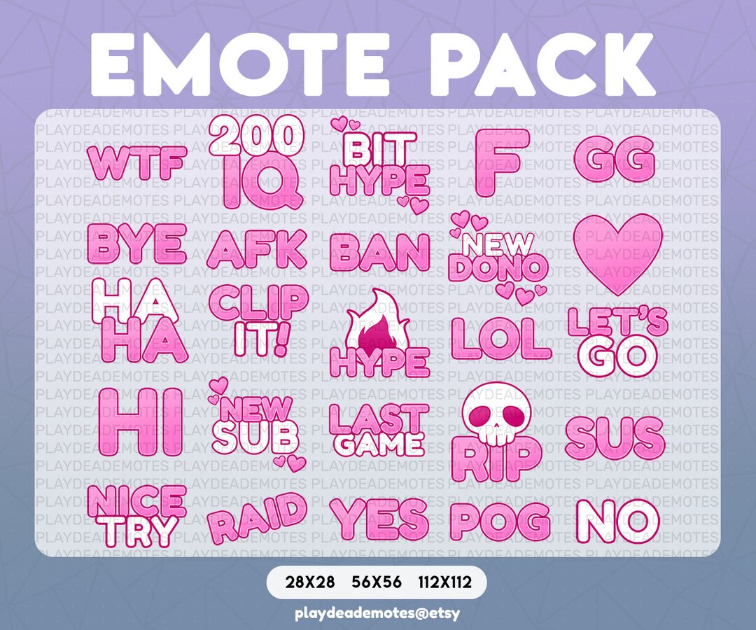 25-pack Kawaii Pink Emote Bundle #1 | Cute Pink Heart Emotes | 25 ...