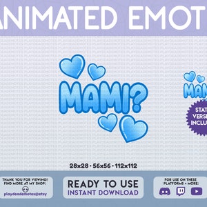 ANIMATED STATIC Mami Emote Kawaii Cute Bright Blue Mami Emote, Blue ...