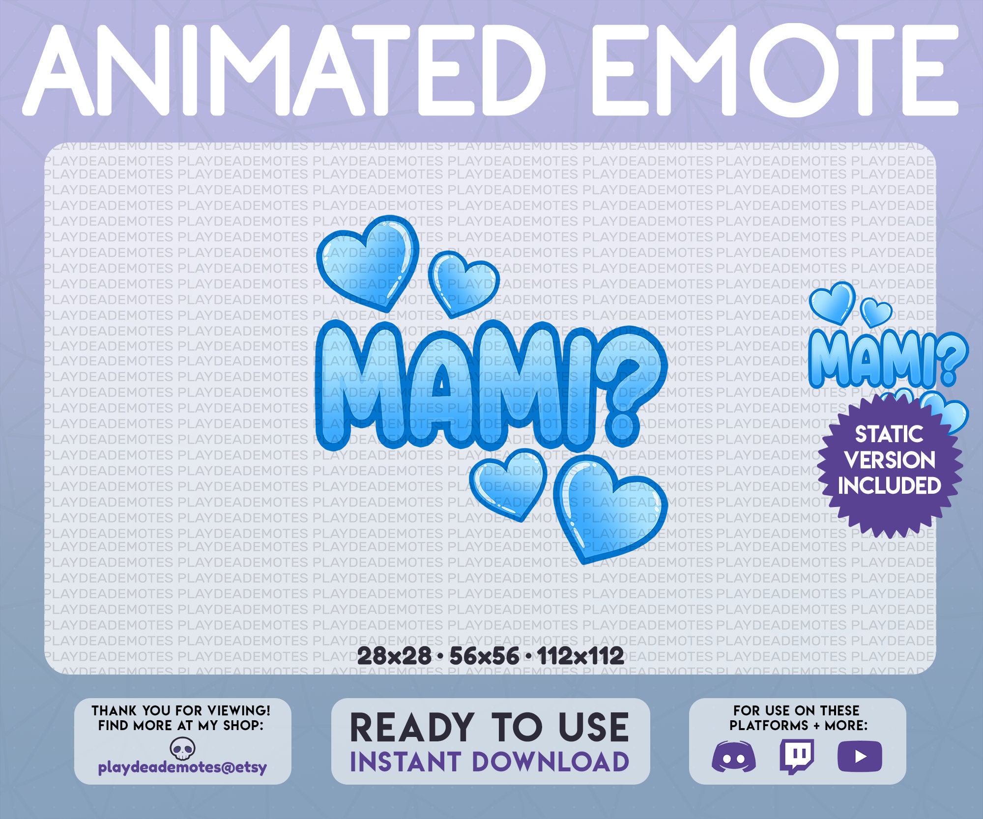 ANIMATED STATIC Mami Emote Kawaii Cute Bright Blue Mami Emote, Blue ...