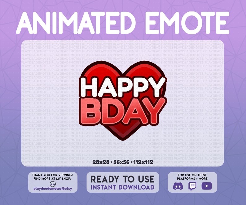 Animated Red Happy Birthday Emote | ANIMATED + STATIC Cute Red Bday ...