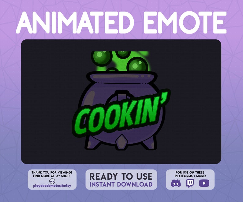 COOKIN' Cauldron Emote ANIMATED STATIC Cute Witchy Let Her Cook Emote ...