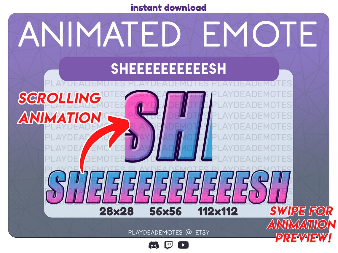 Animated SHEEEEEEEEEESH Twitch Emote Sheesh Animated Emote Pink, Purple ...