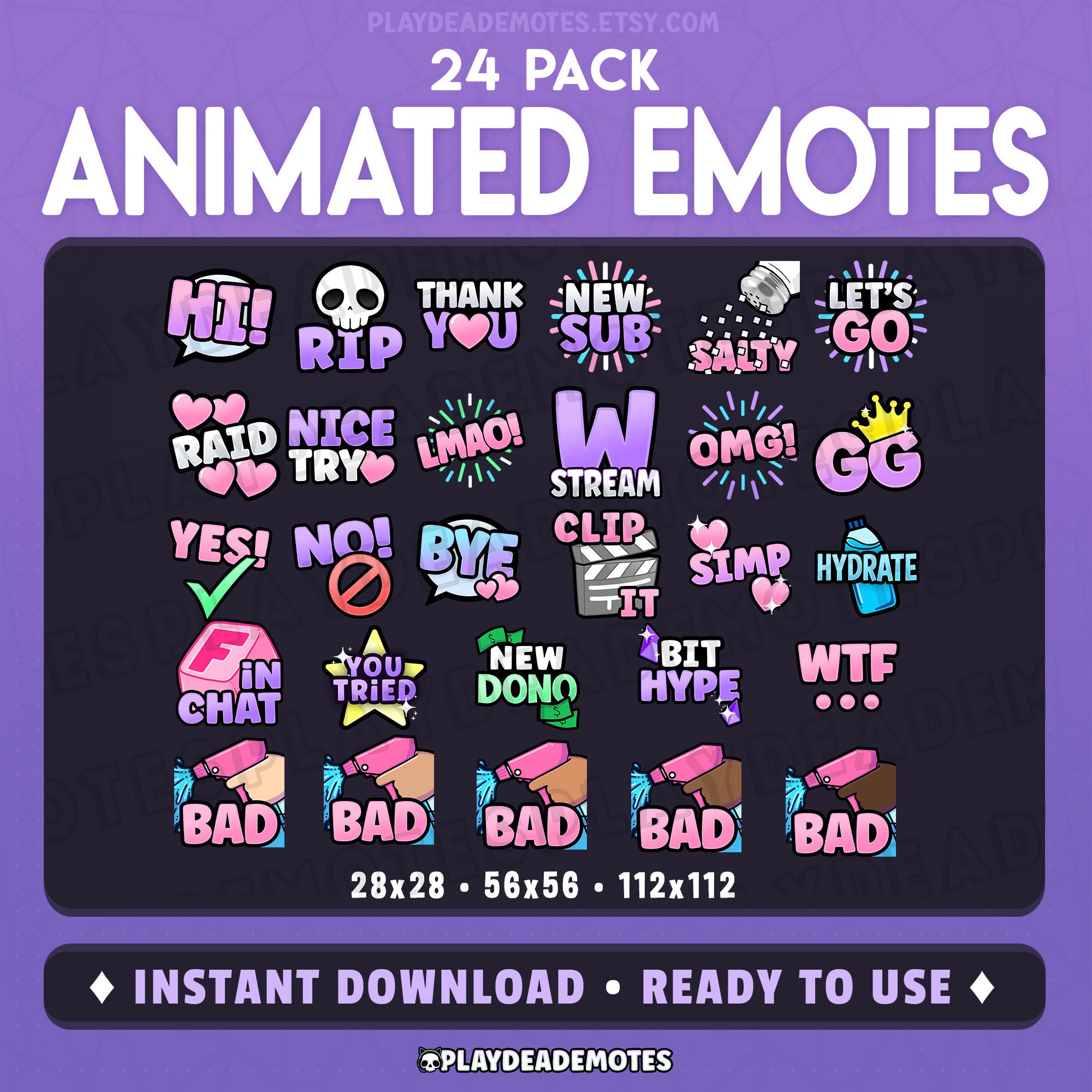 24 ANIMATED EMOTES Starter Pack Animatedstatic Versions Included ...