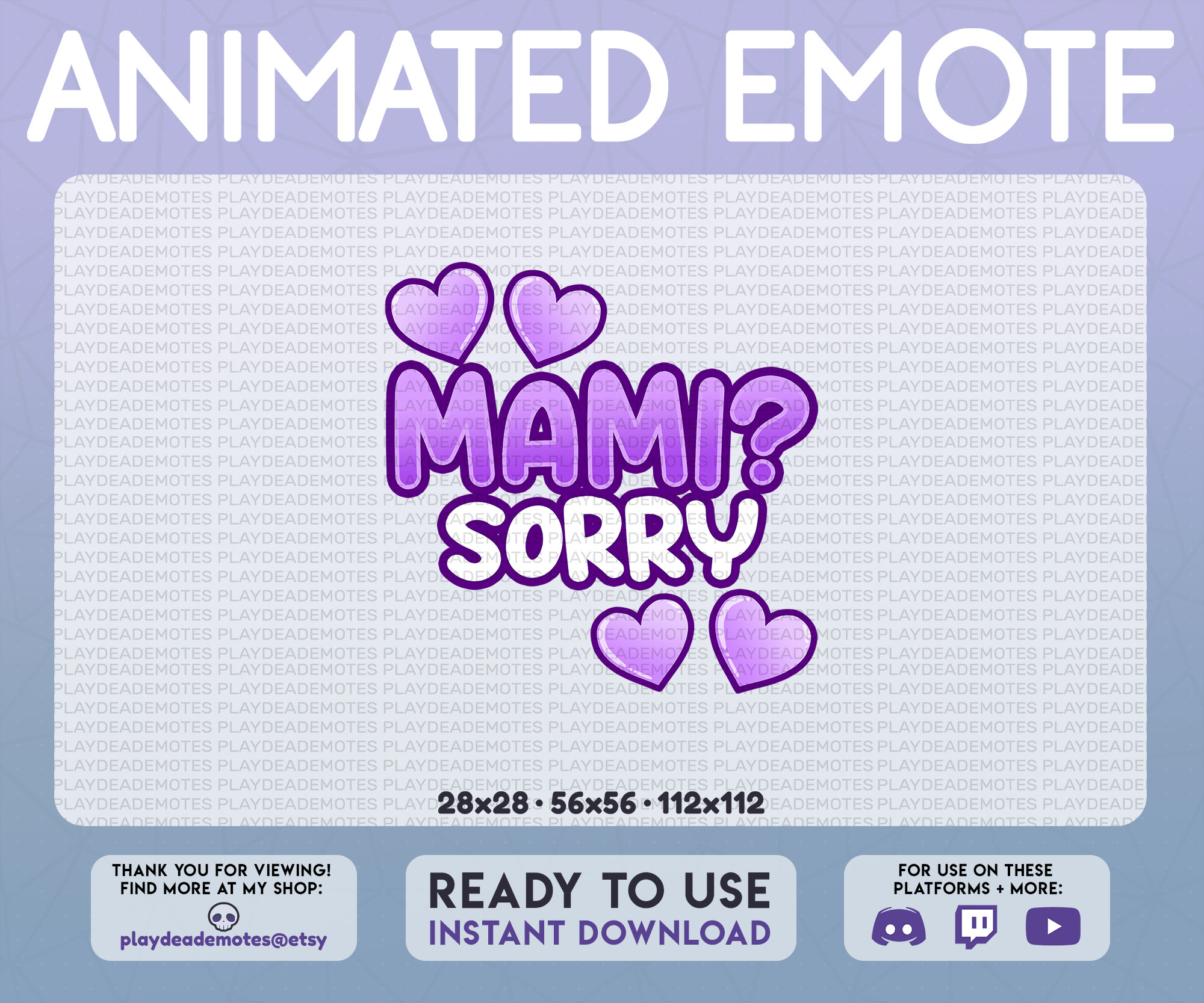 ANIMATED STATIC Mami Sorry Emote Kawaii Cute Bright - Etsy