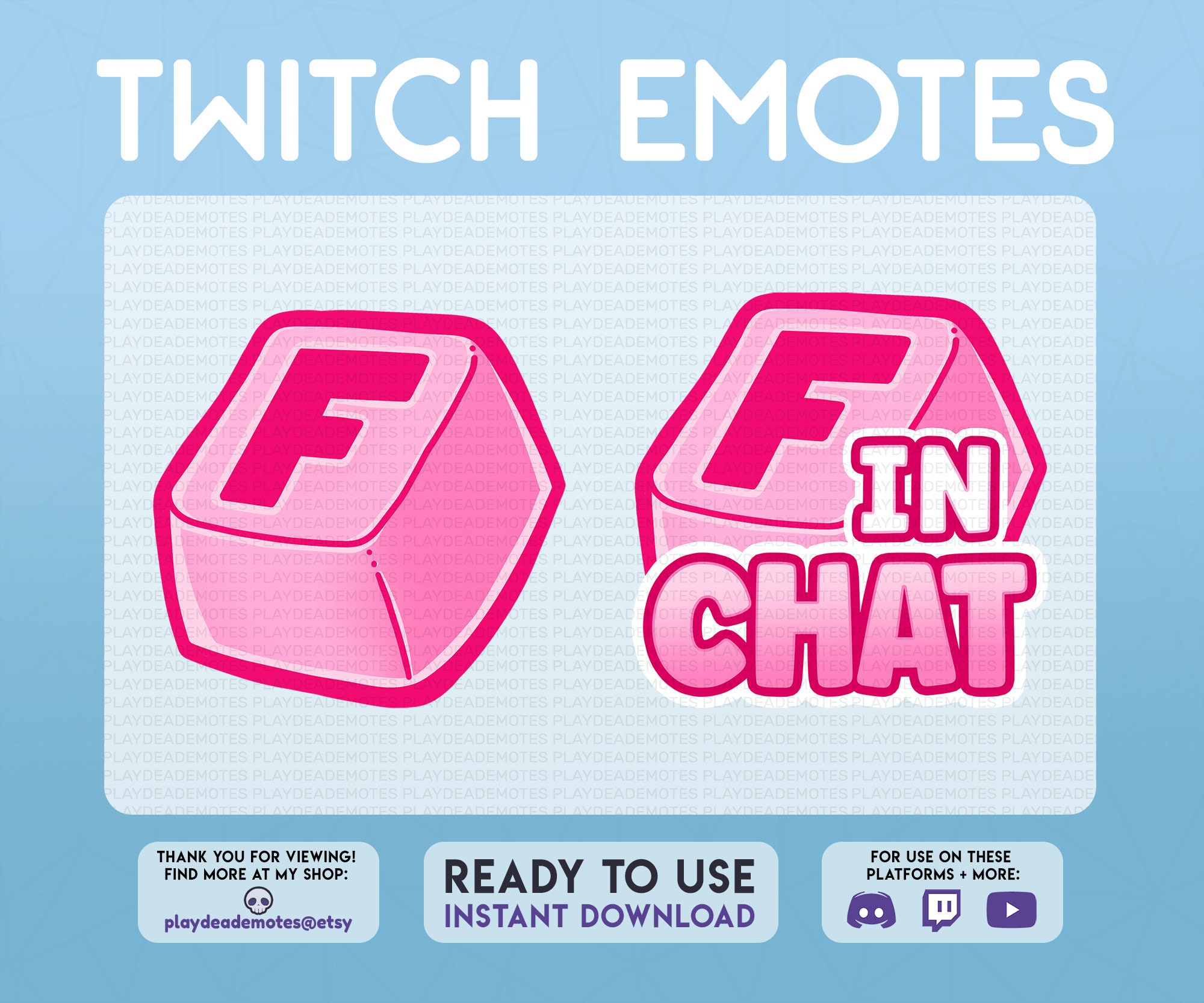 Pink F Key Emote Pink F in Chat Emote Kawaii Cute Pink F Key Emote ...