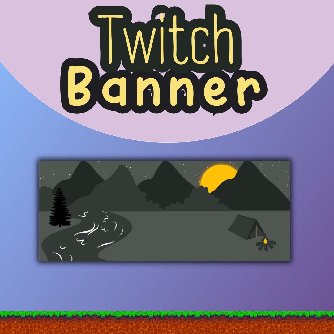 Twitch Banner Black Grey Camping Kawaii | Layout Twitch | Dark Banner ...