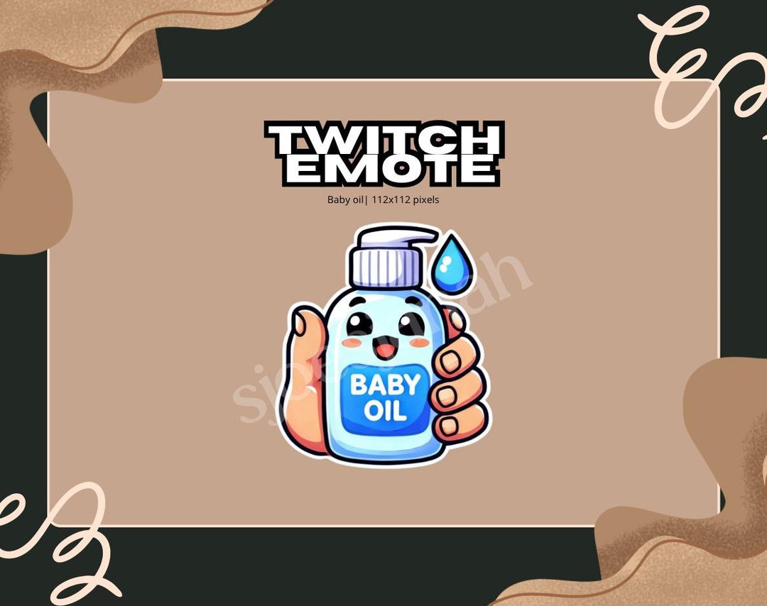 Twitch Baby Oil Emote | Playful Blue Baby Oil Bottle for Streamers and ...