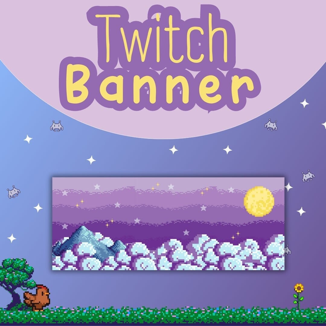 Twitch Banner Pixel Paarse Hemel | Twitch Banner Met Paarse Magie ...