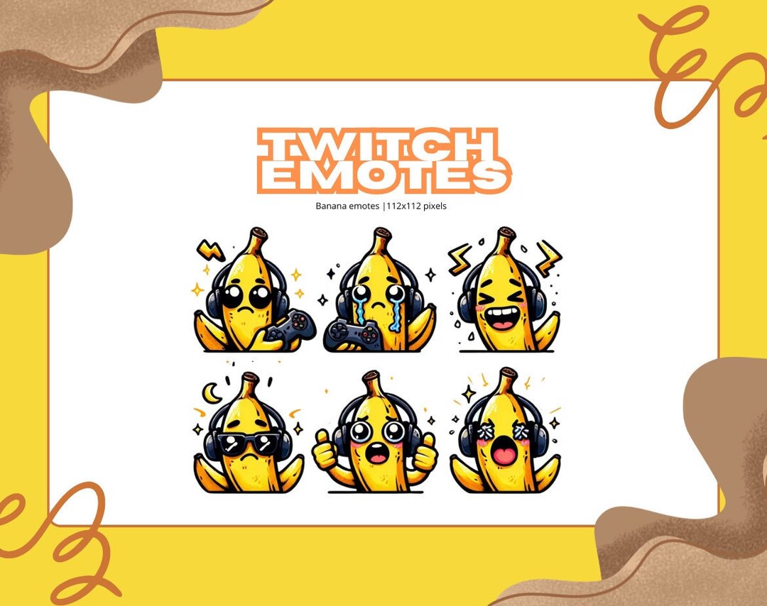 Banana Emote Pack Set of 6 Custom Emotes for Twitch, Kick, Discord, and ...