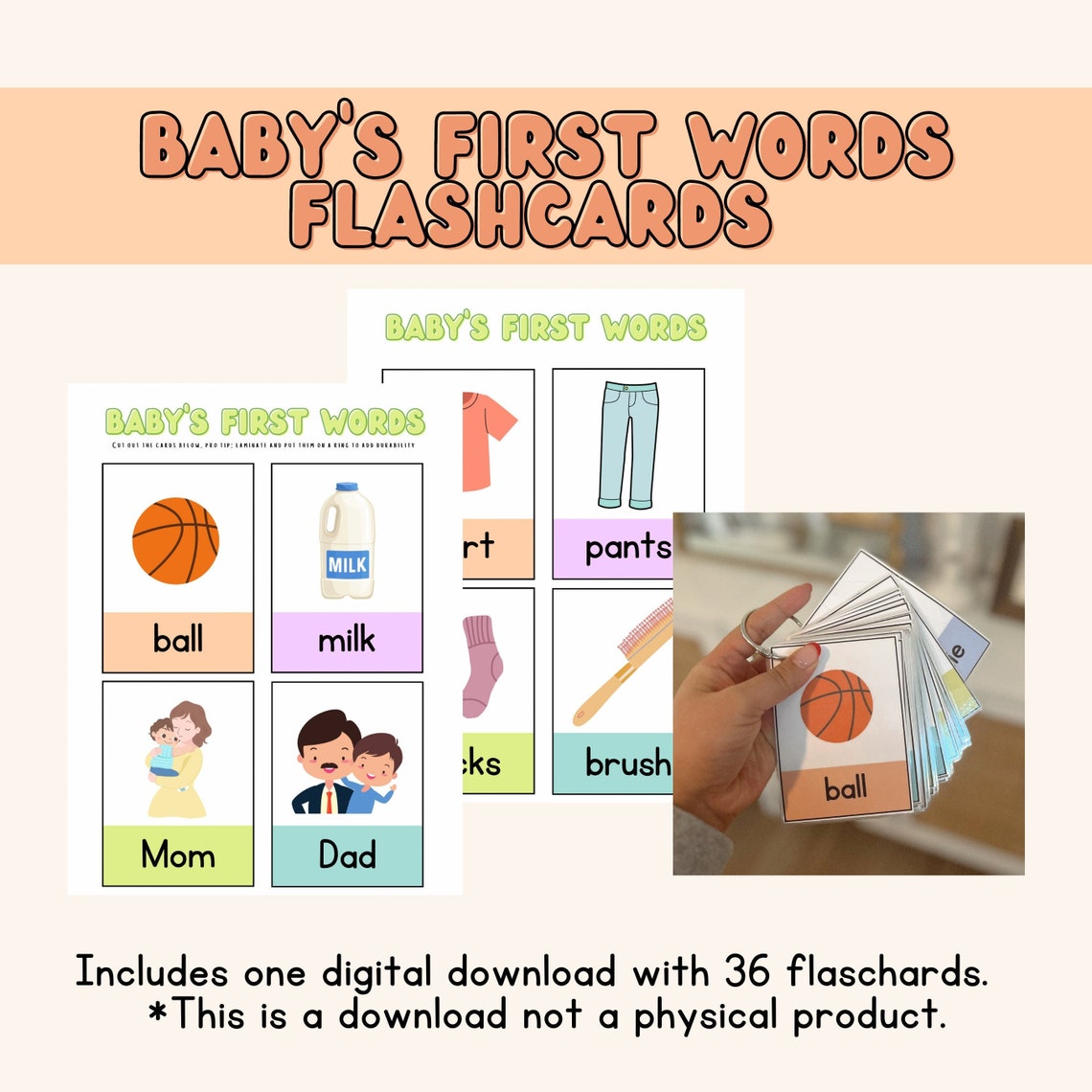 Baby's First Words Flashcards Printable - Etsy