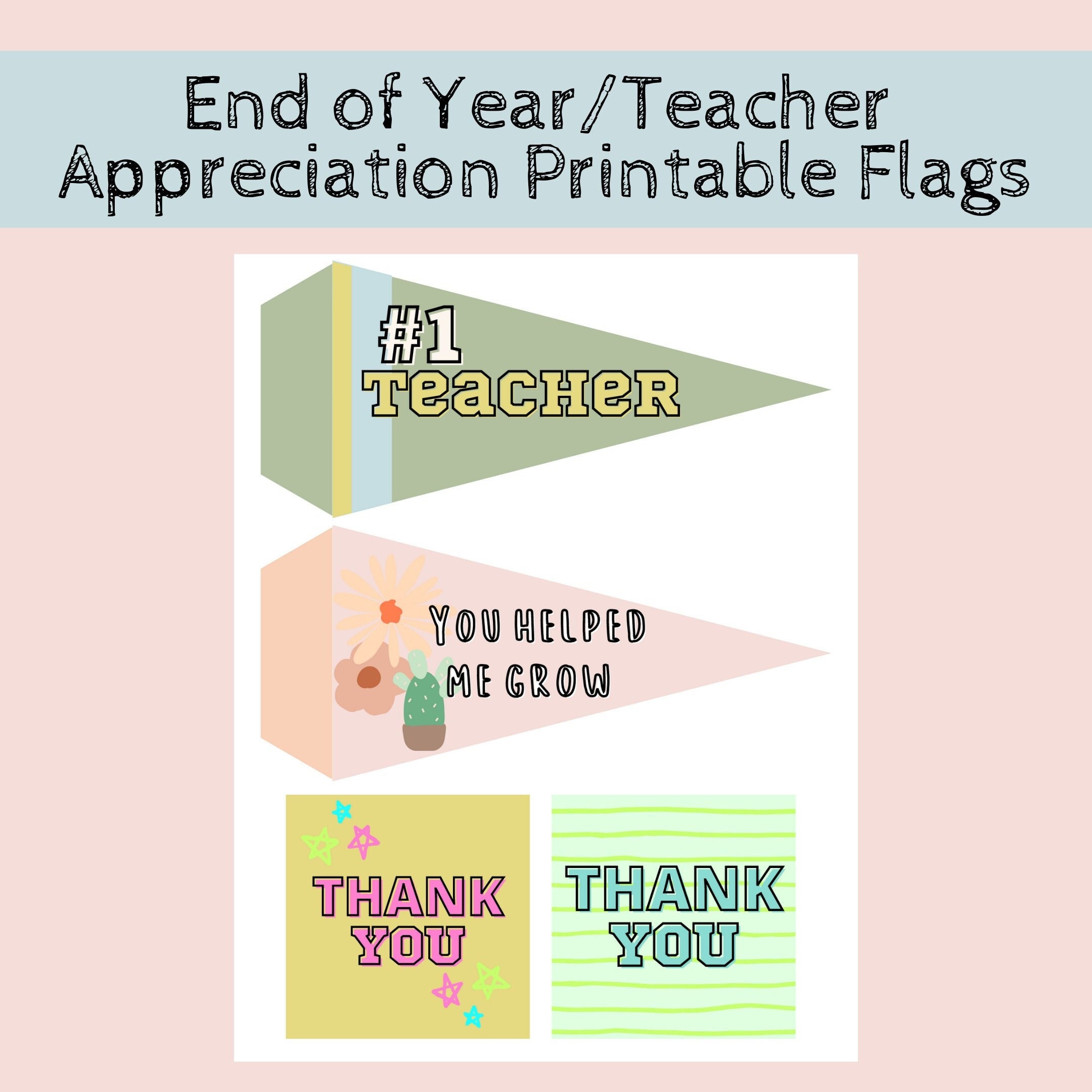 End of Year or Teacher Appreciation Gift Flags - Etsy
