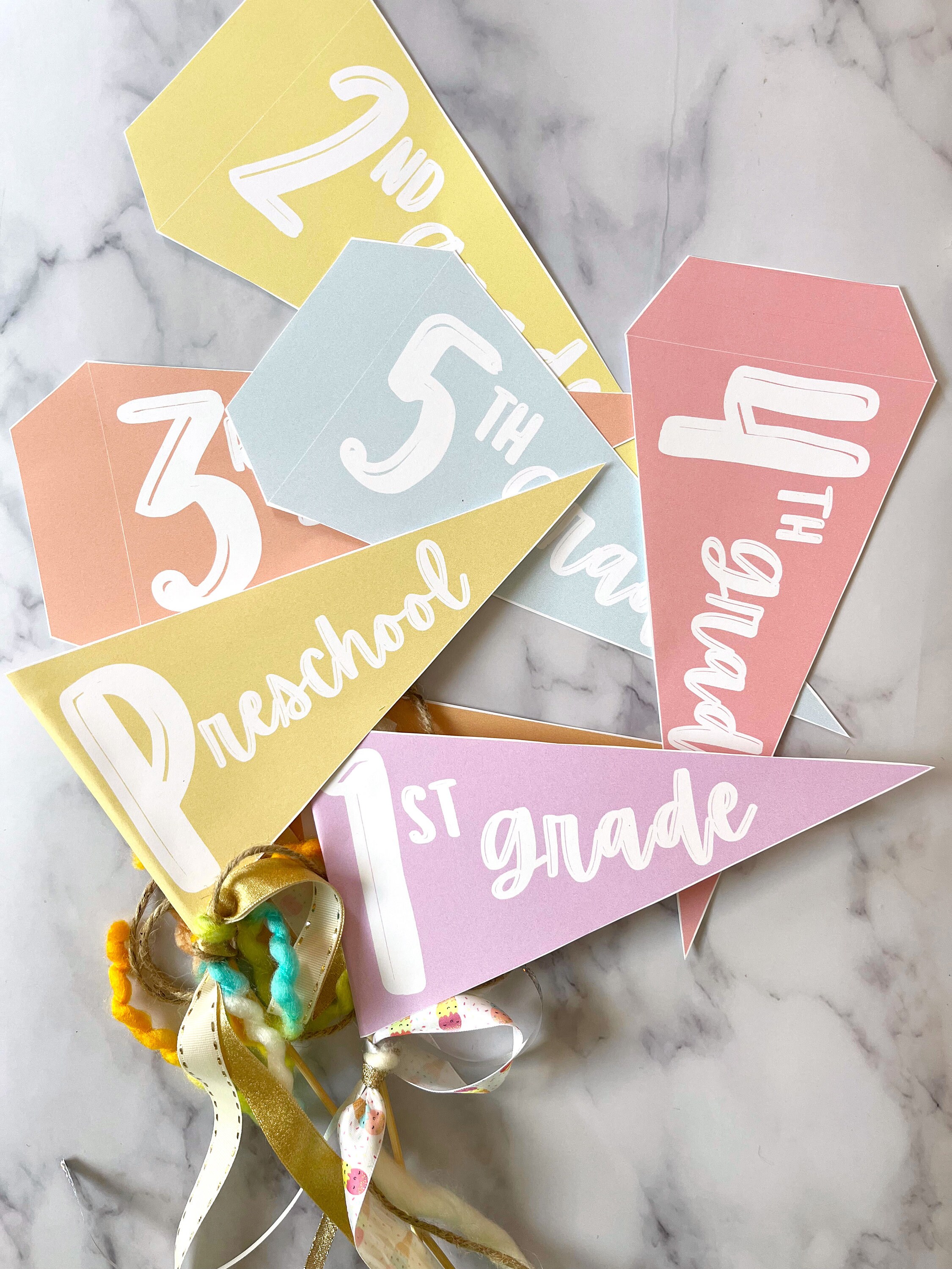 Back to School Grade Level Flags Printable - Etsy