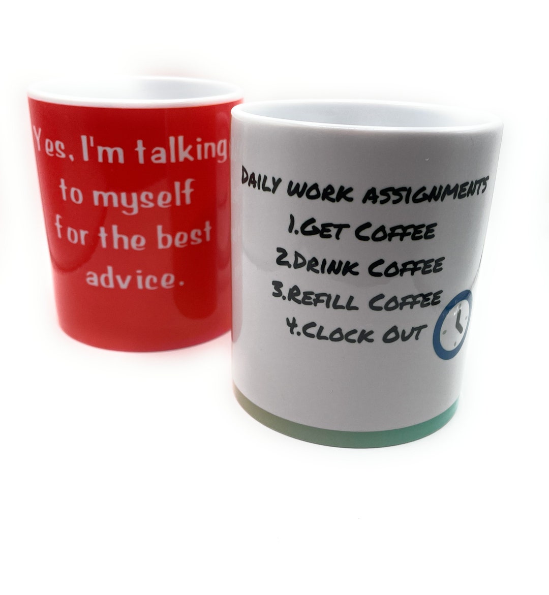 Duo Coffee Cup Mug Set: daily Work Assignment and yes, I'm Talking to ...