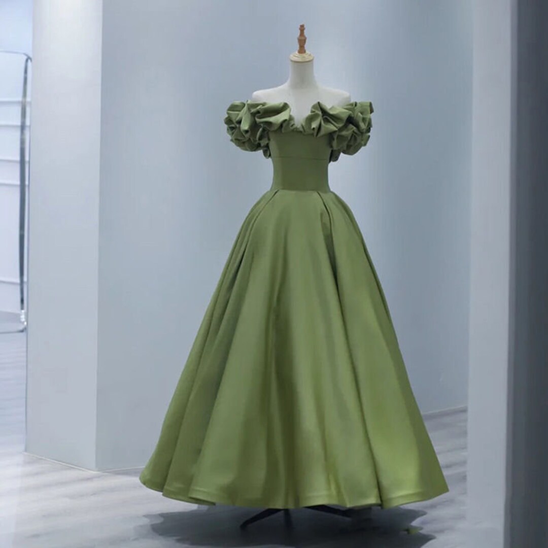 Green Prom Gown Avocado Princess Gown Green Event Dress - Etsy