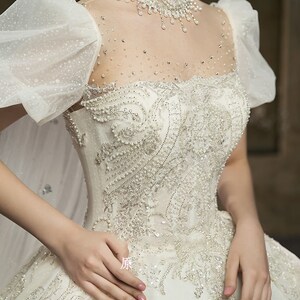 White Wedding Gown With Sleeves White Bride Dress Wedding Party Gown ...