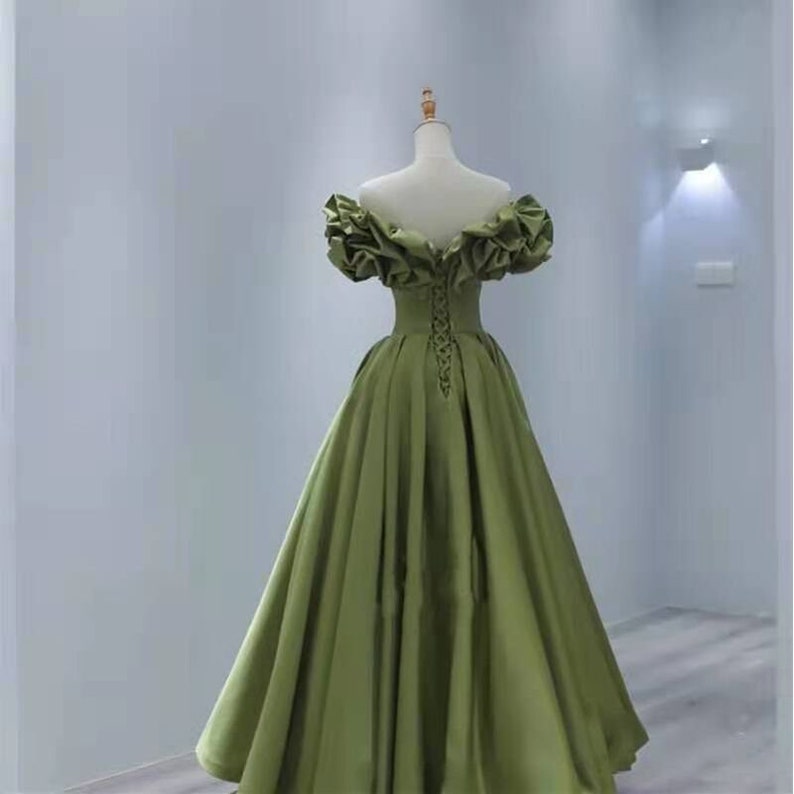 Green Prom Gown Avocado Princess Gown Green Event Dress - Etsy
