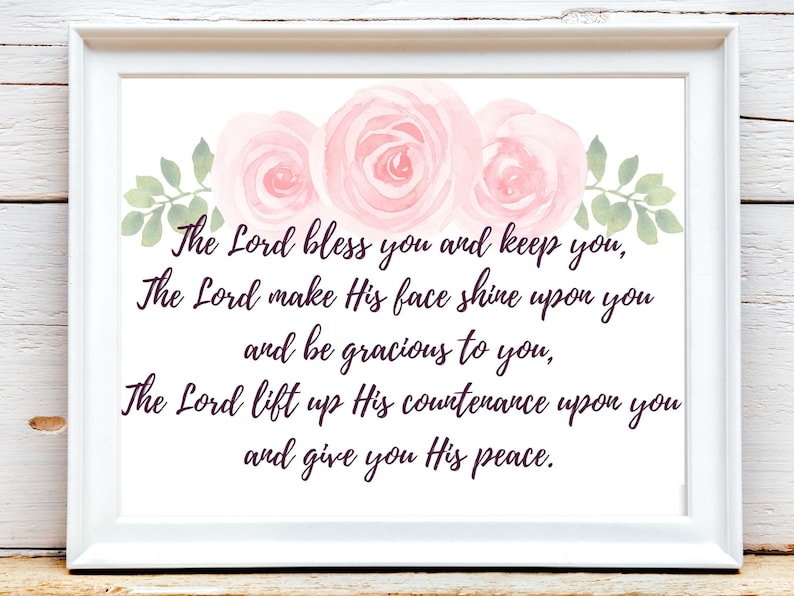 Printable Aaronic Blessing, Benediction, Hebrew Blessing, Nursery Wall ...