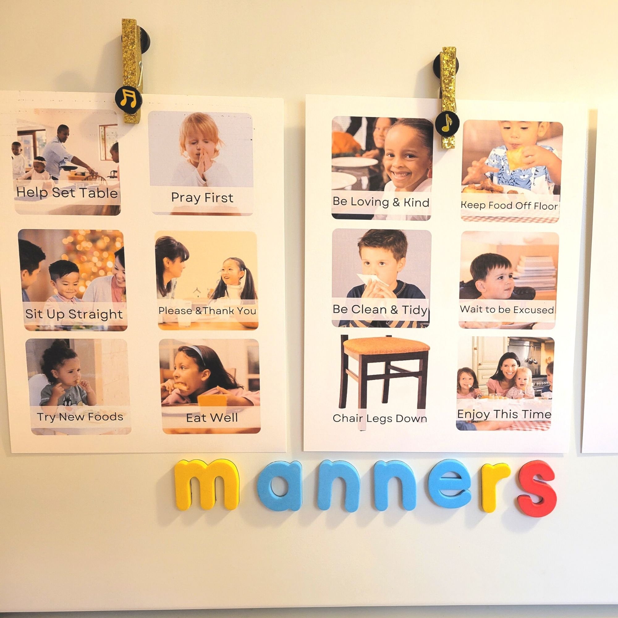 Table Manners Flash Cards for Toddlers, Children, 14 Montessori Cards ...