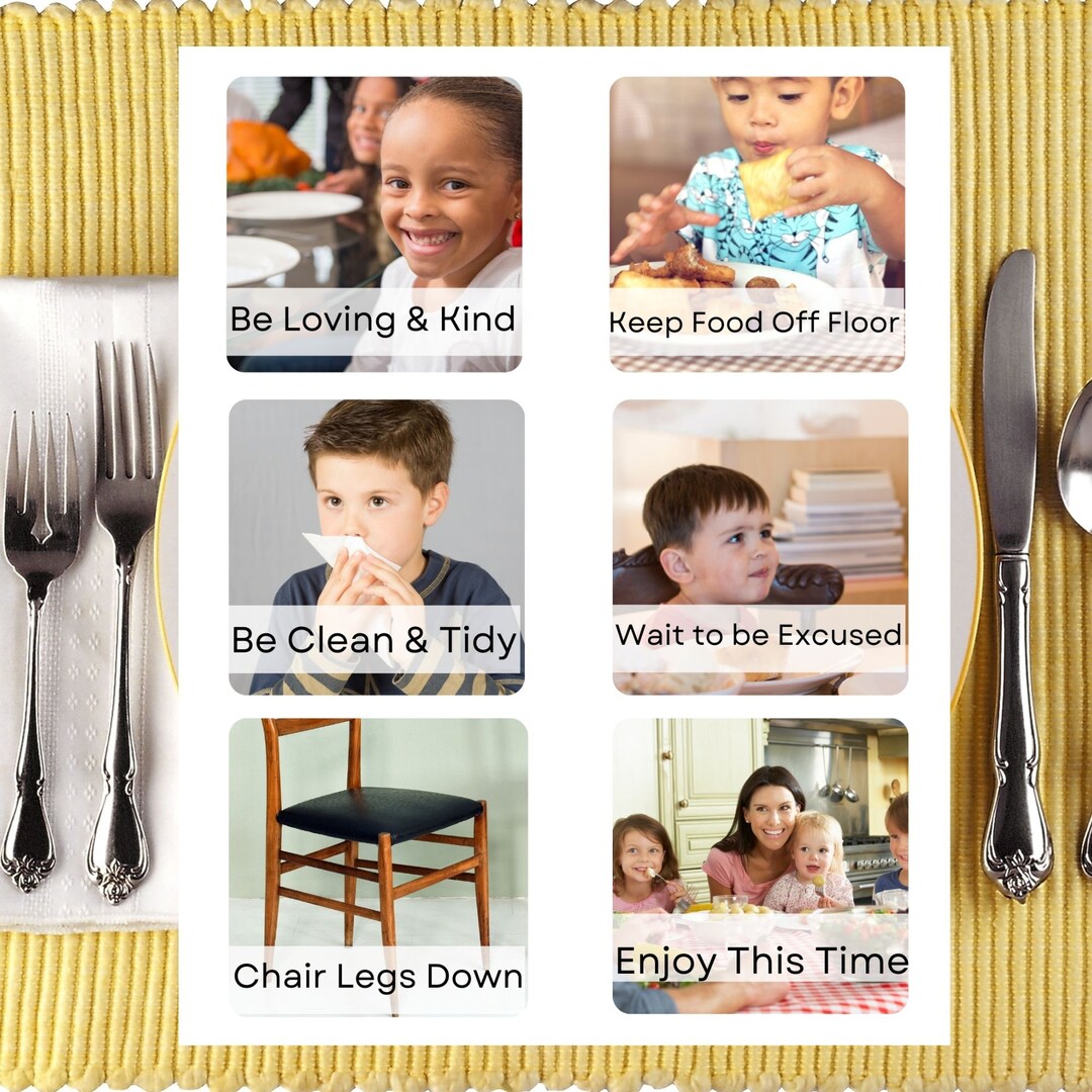 Printable Table Manners Flash Cards for Toddlers, Children, 14 ...