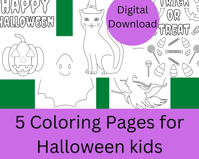 Halloween Kids Coloring Book Printable Art for Kids Coloring Book for ...