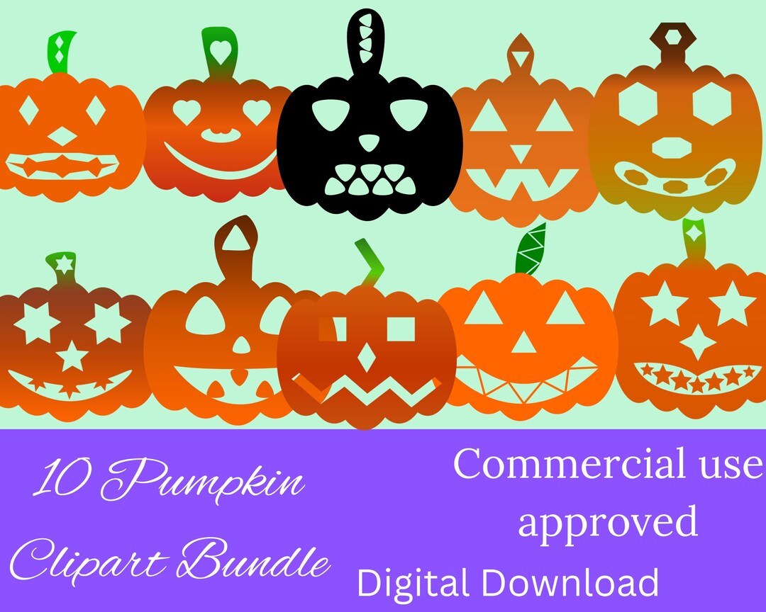 Pumpkin Clipart Halloween Clipart Commercial Use Clipart Print on ...