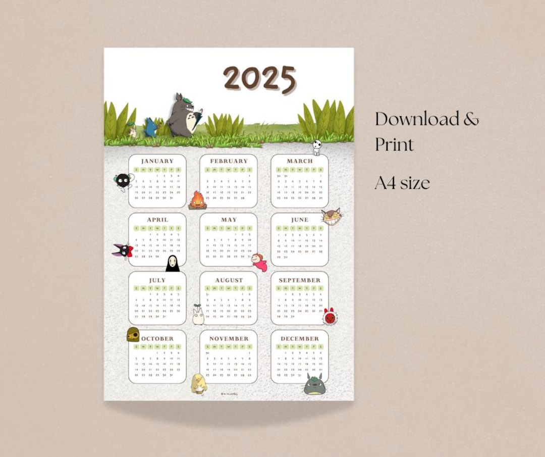 Cute 2025 Calendar Digital Printable - Etsy