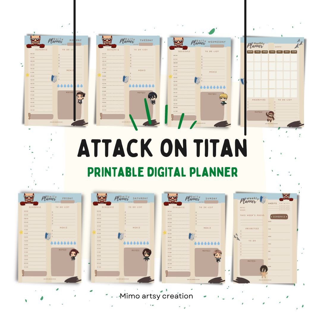 Anime Daily, Weekly & Monthly Printable Digital Planner - Etsy