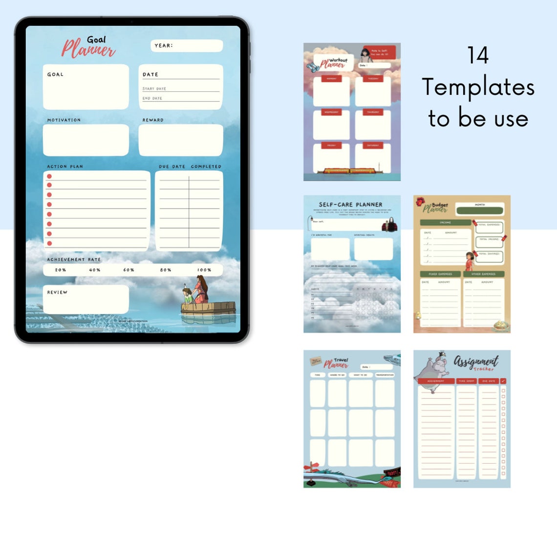 Cute Anime Printable Digital Planner Journal Daily - Etsy