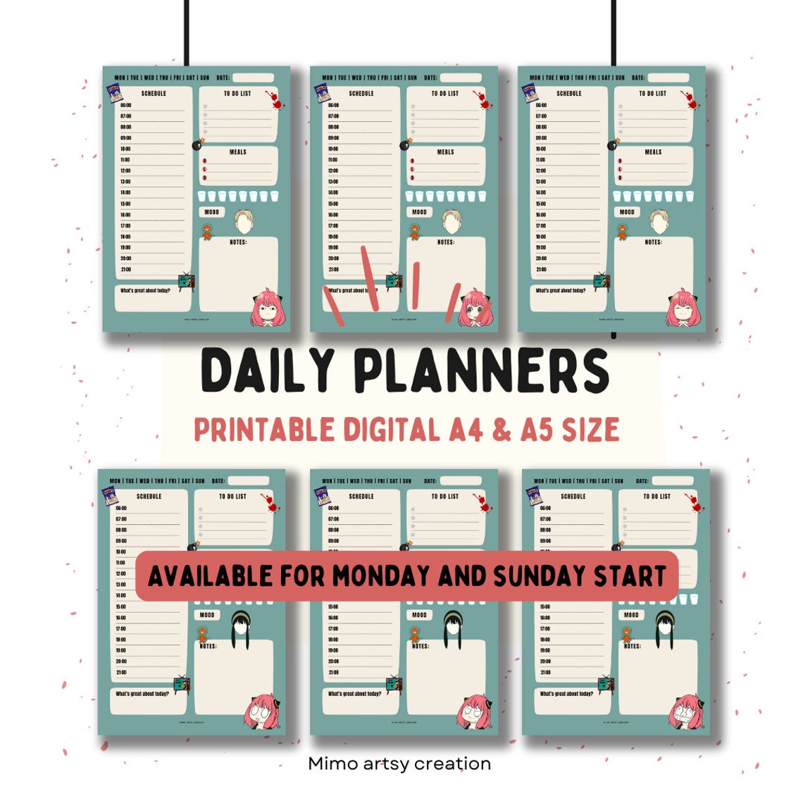 Cute Anime Planner | Back to School | Undated Templates | Printable ...