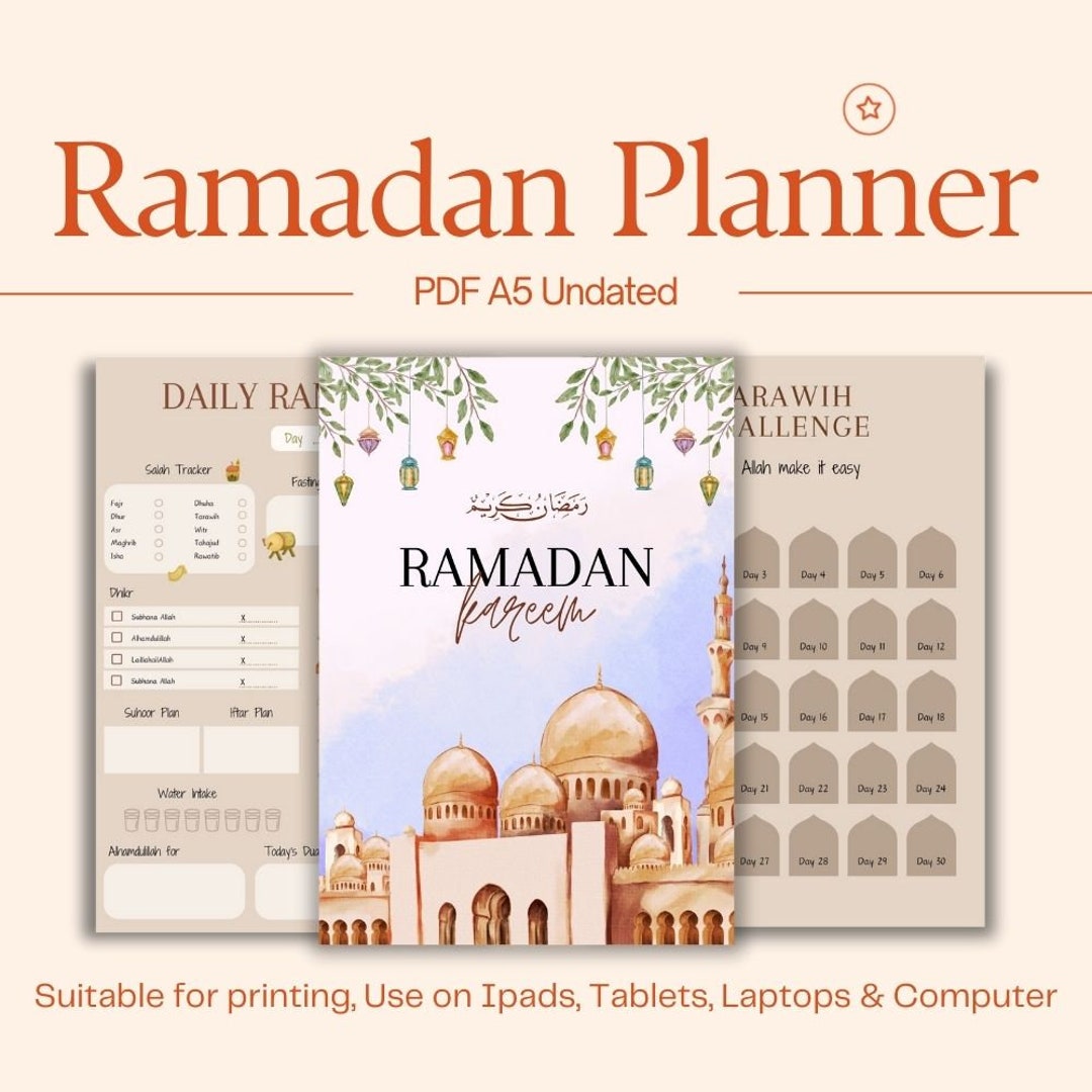 Ramadan Printable Digital Planner, Ramadan Checklist, Muslim Daily ...