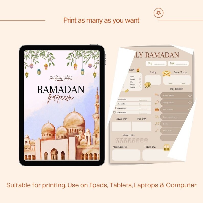 Ramadan Printable Digital Planner, Ramadan Checklist, Muslim Daily ...