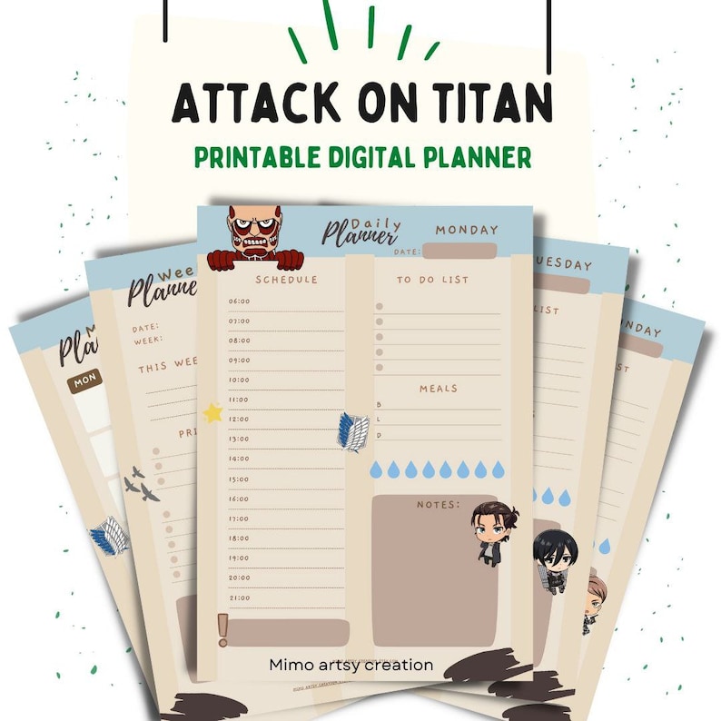 Anime - Daily, Weekly & Monthly Printable Digital Planner - Etsy