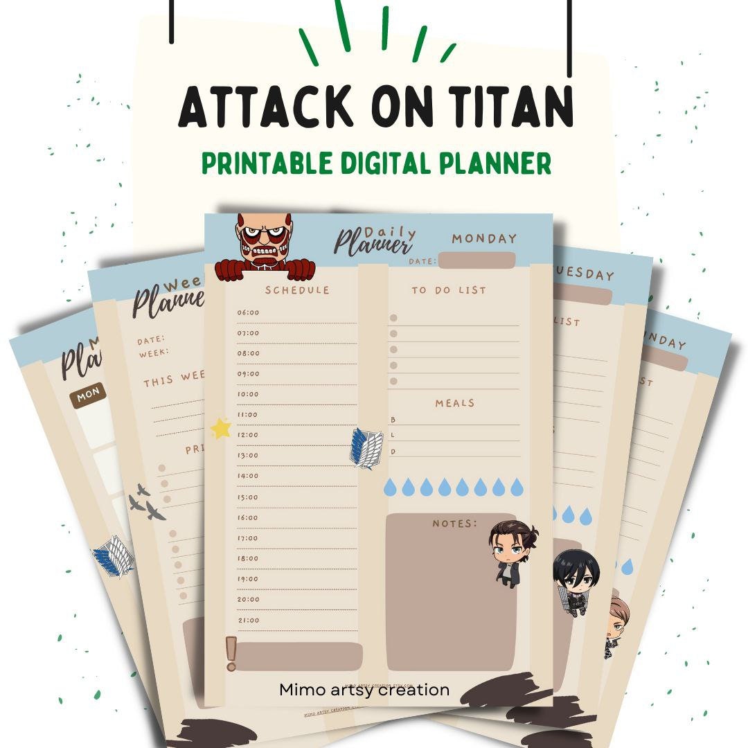 Anime Daily, Weekly & Monthly Printable Digital Planner - Etsy