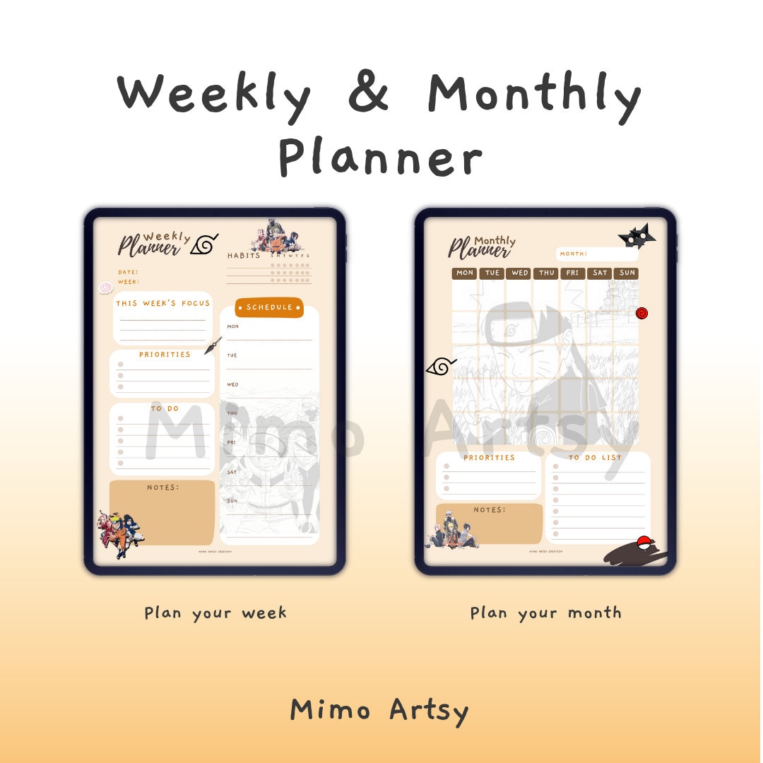 Anime Planner - Daily Weekly Monthly Printable Digital Planner | Manga ...