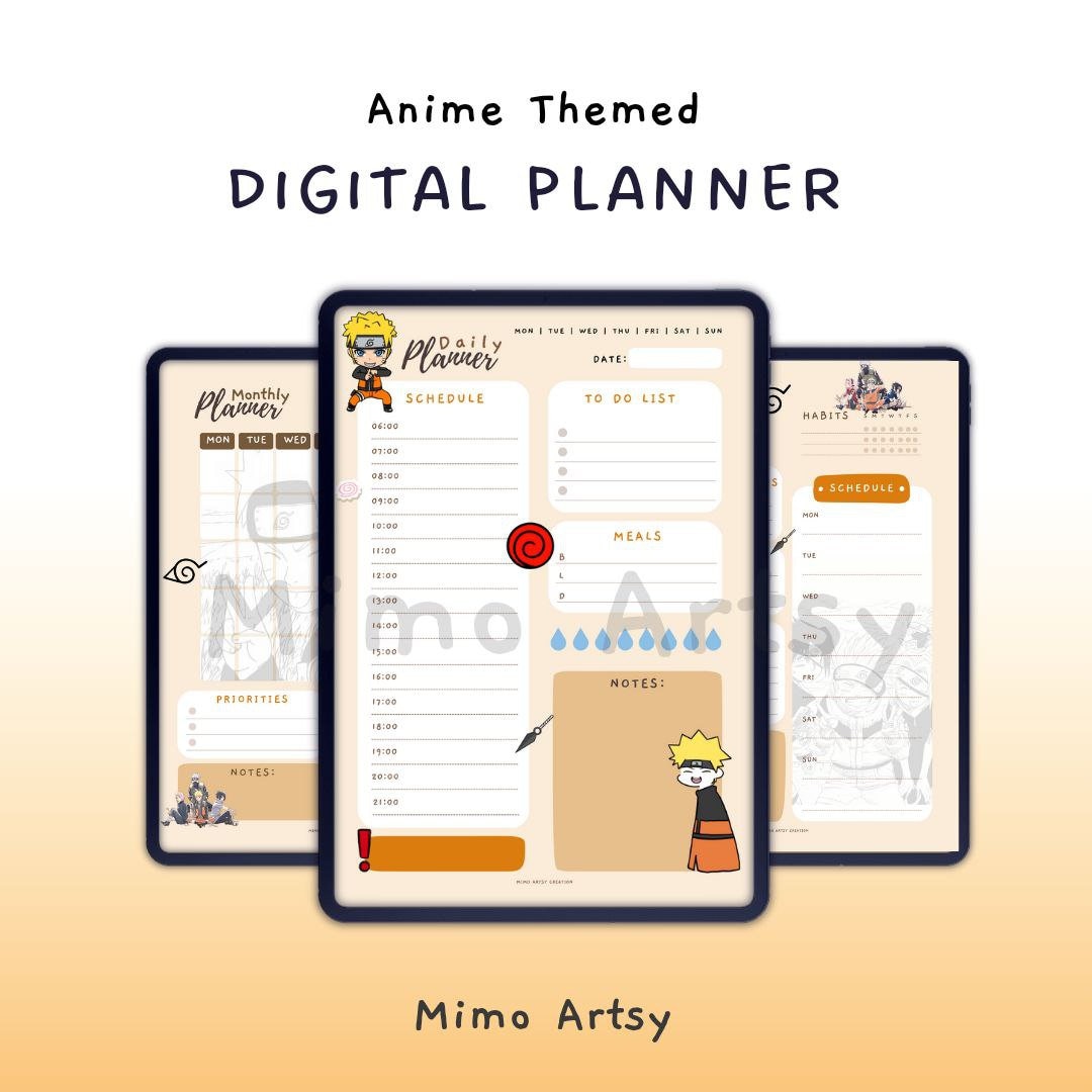 Anime Planner - Daily Weekly Monthly Printable Digital Planner | Manga ...