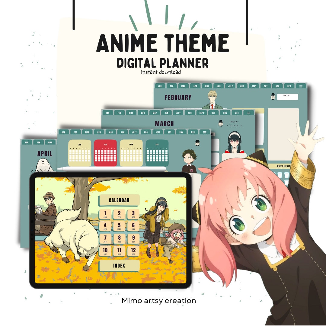 Cute Anime Planner Undated - Digital Planner Journal | Daily Planner ...