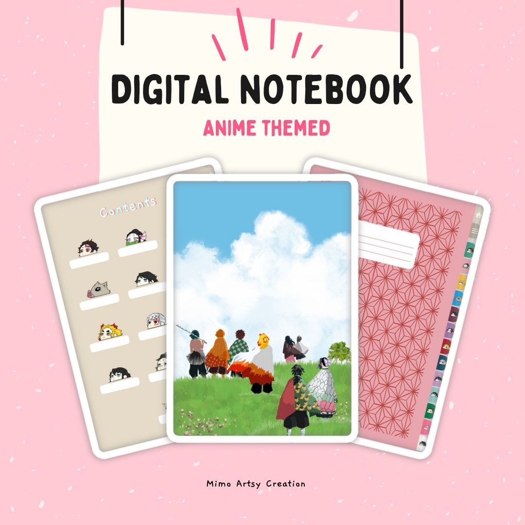 Cute Digital Notebook With Tabs | Anime | for Goodnotes, Notability | 4 ...