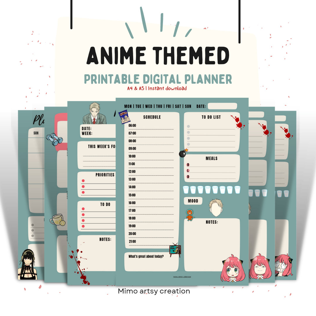 Cute Anime Planner Back to School Undated Templates - Etsy