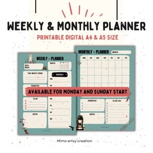 Cute Anime Planner | Back to School | Undated Templates | Printable ...