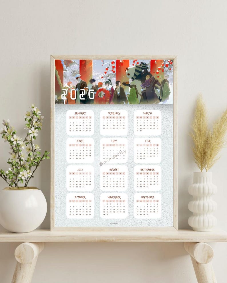 Anime JJK 2026 Yearly Calendar Digital Printable - Etsy