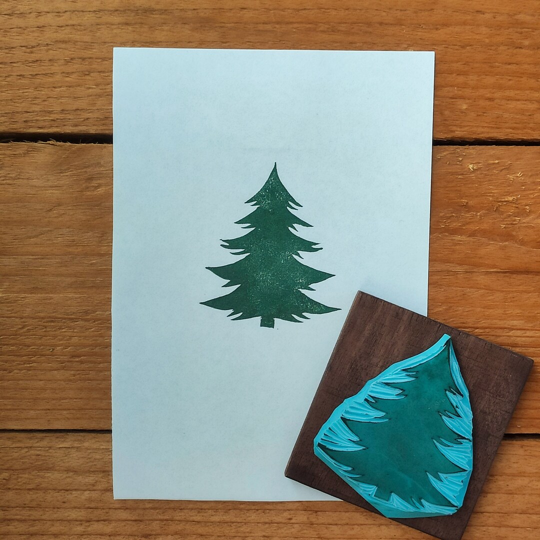 Christmas Tree Hand Carved Rubber Stamp for Cardmaking, Handmade ...