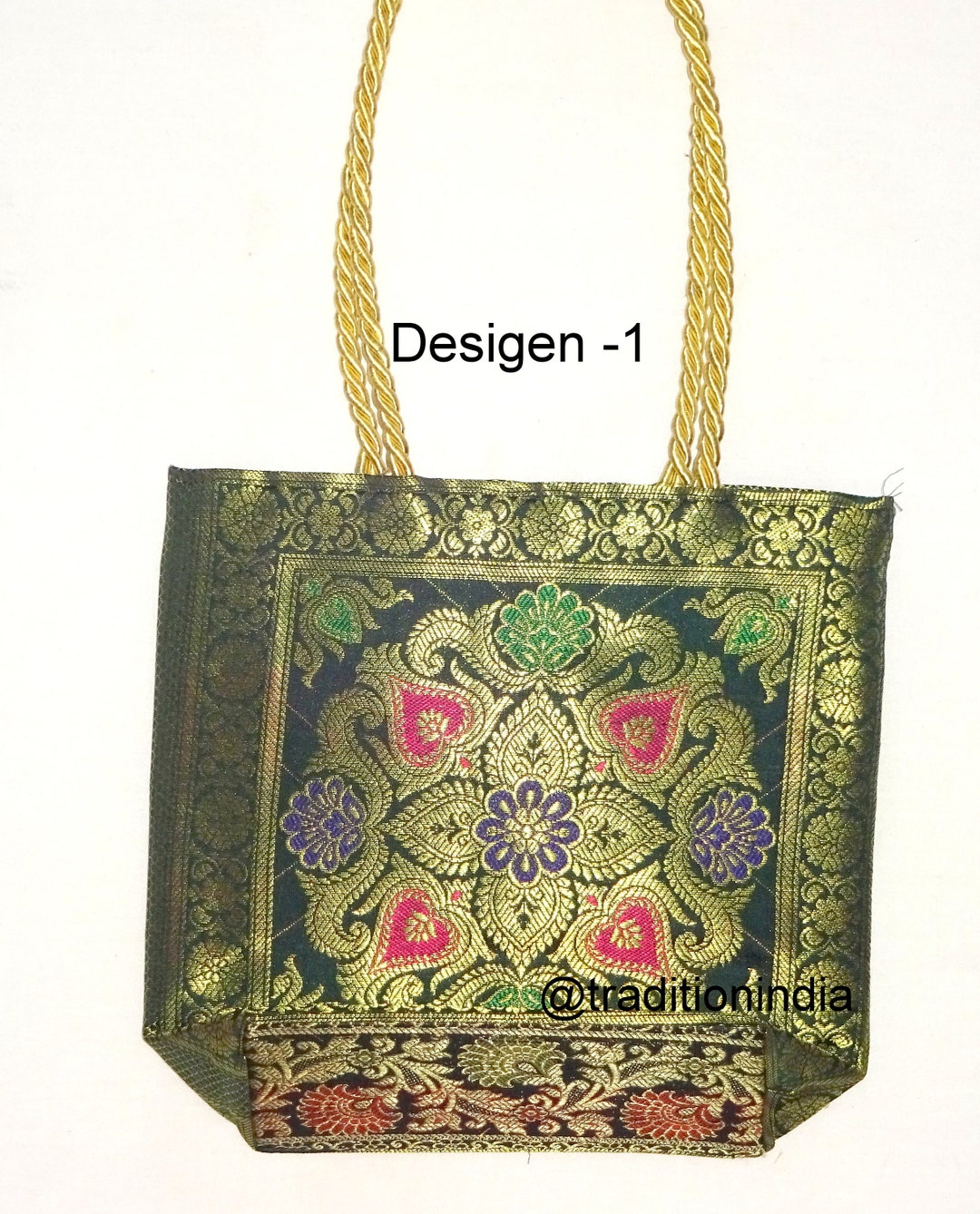 Women's Banarasi Silk Bag ,handmade Saree Bag, Girl's Shoulder Purse ...