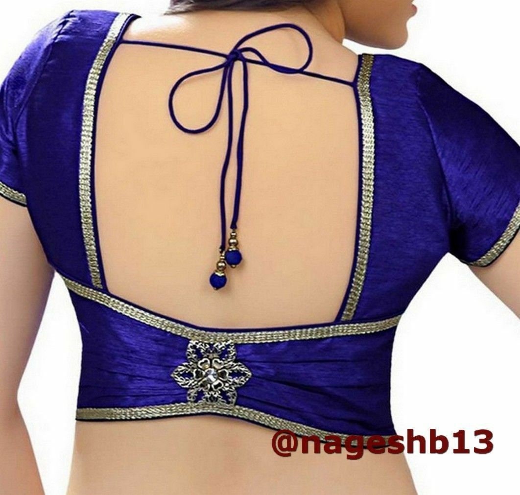 Blue Dupion Silk Saree Blouse, Readymade Sari Blouse - Etsy