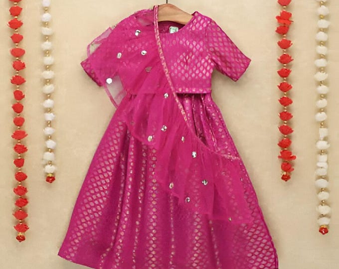 Ivory Gold Floral Lehenga | Girl Indianwear Traditional | Kid Lengha ...