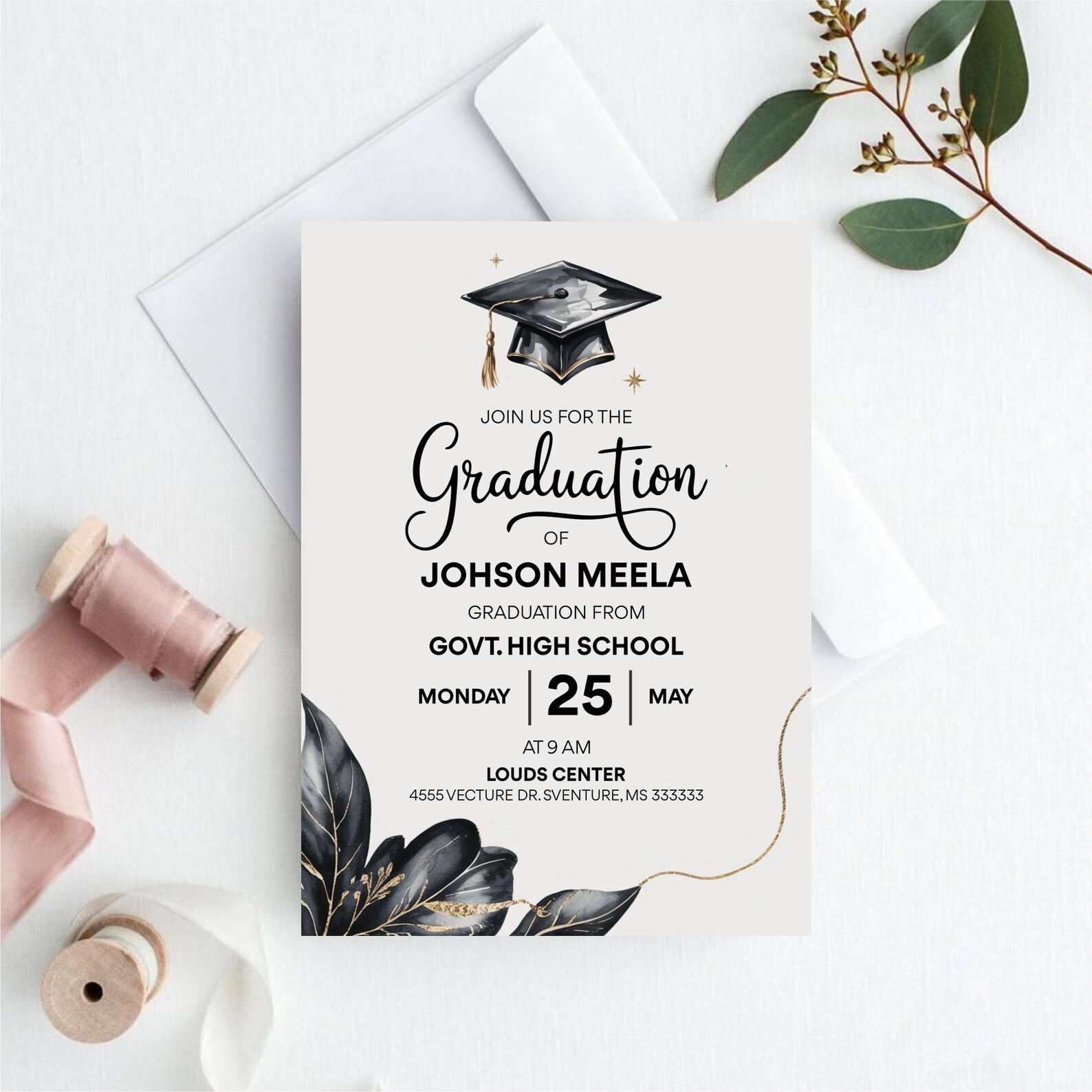 Elegant Custom Graduation Invitation 2025 High School Grad Party ...