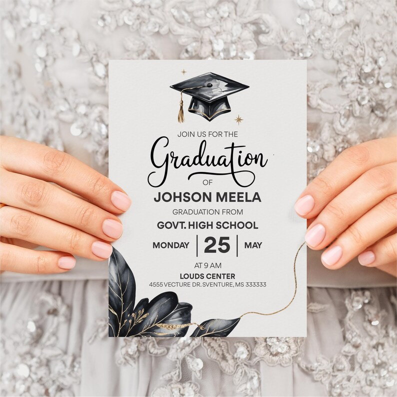 Elegant Custom Graduation Invitation 2025 High School Grad Party ...