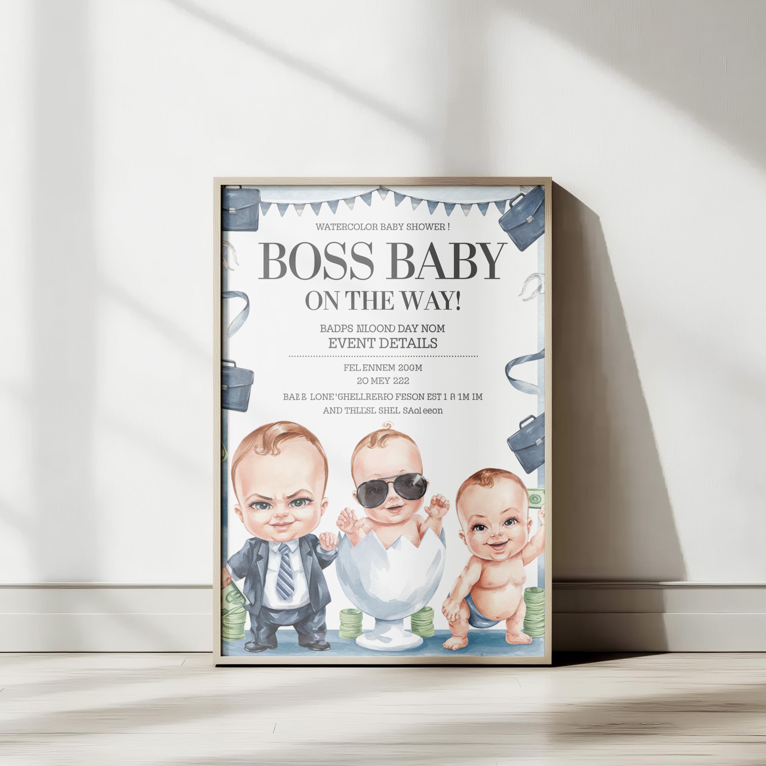 Boss Baby Welcome Sign | Baby Shower Sign | Editable Baby Shower Poster ...
